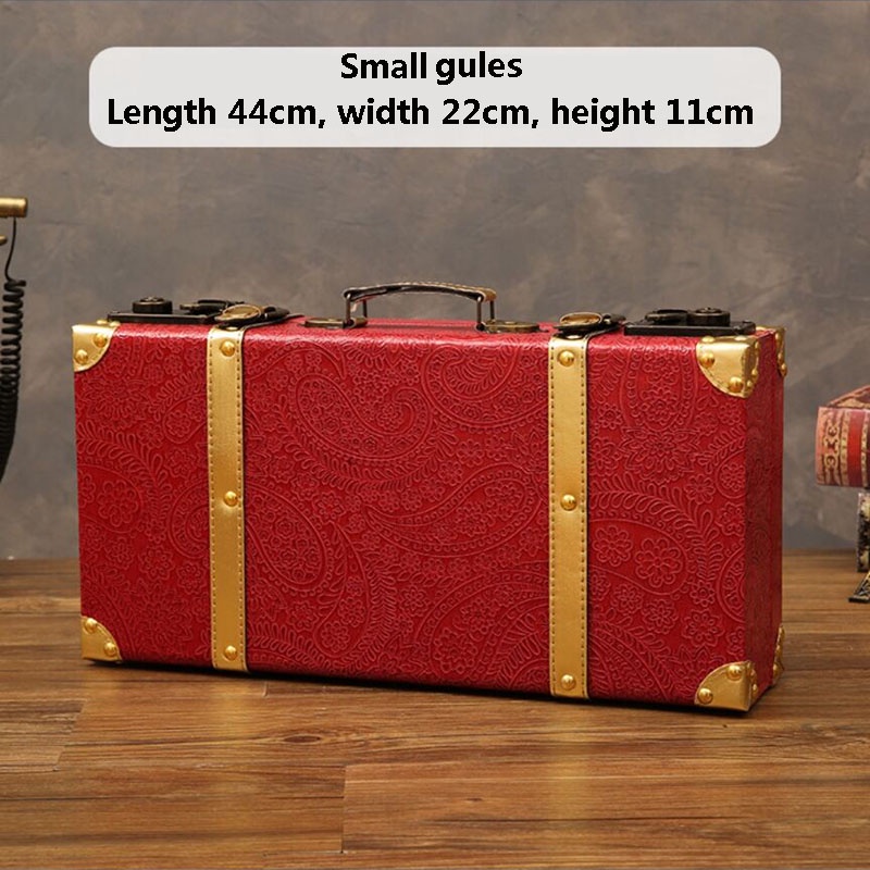 European Style Luxury Vintage Trunk Suitcase Red Travel Leather Luggage ...