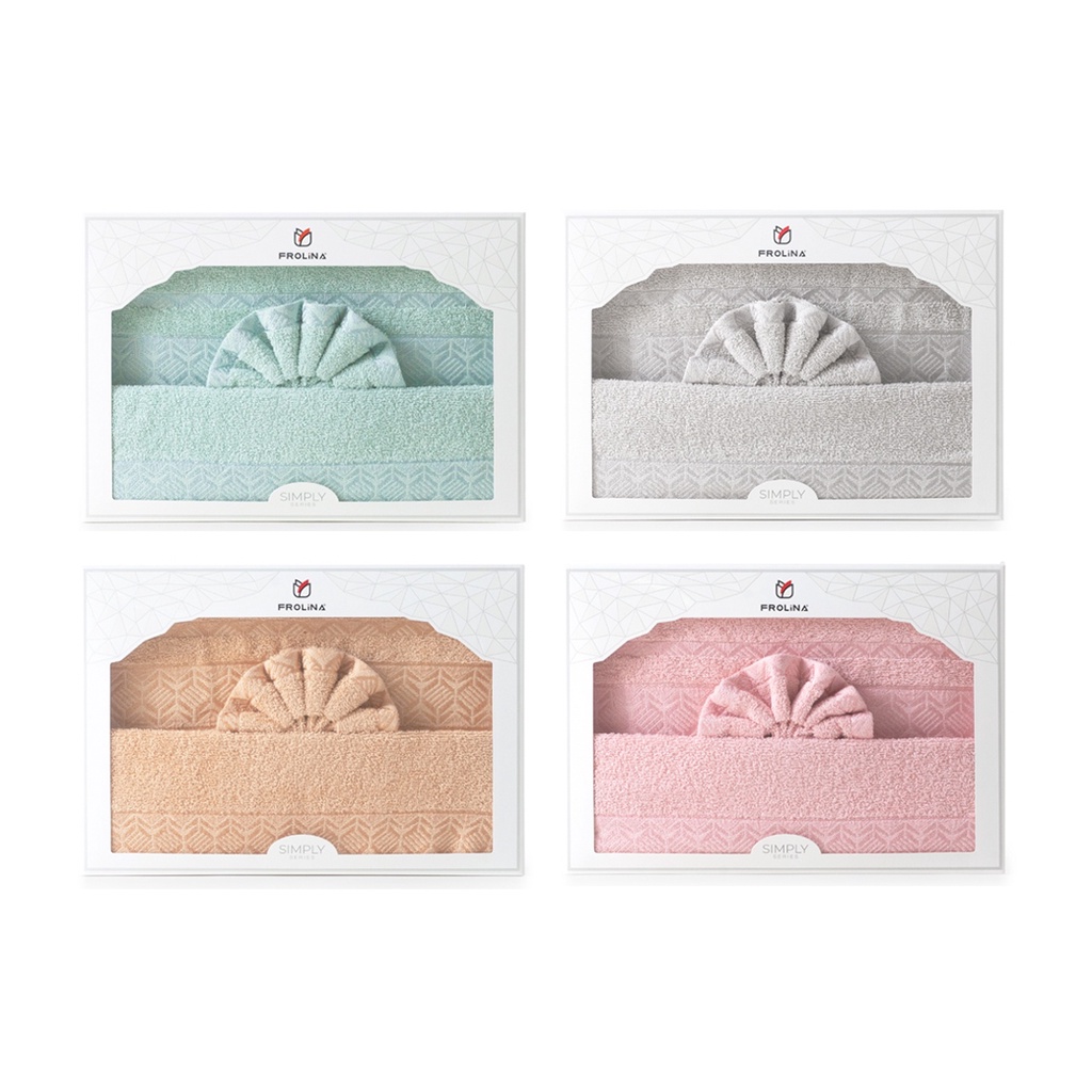 Frolina Gift Set Gemstone ผ้าขนหนูเช็ดตัวและเช็ดผม ขนาด 27x54+15x30 ...