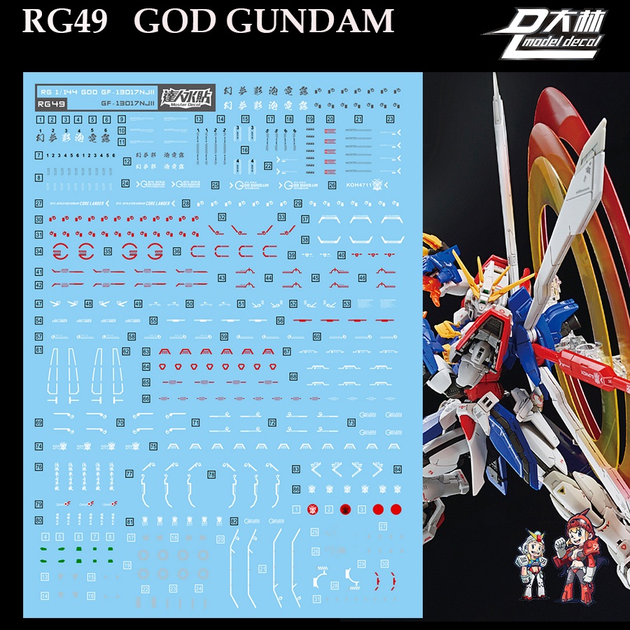 ดีคอลน้ำ [D.L. Darlin] RG49 GOD GUNDAM RG 1/144 Water Decal RG 49 ...