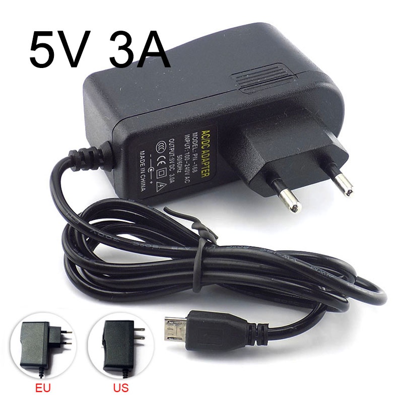 อะแดปเตอร์ชาร์จ Micro USB 5V 3A AC DC ปลั๊ก EU US 100V~240V 3000mA ...