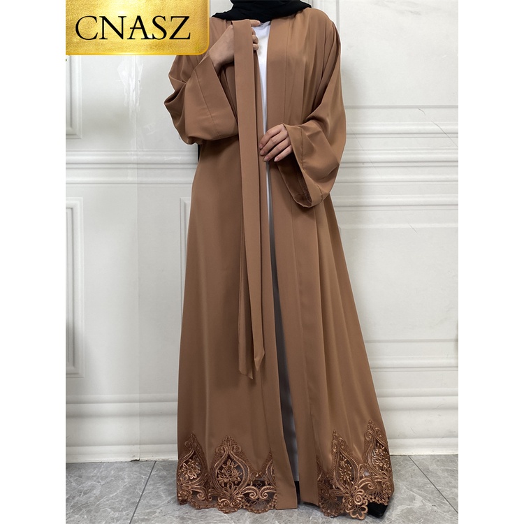 New Muslim Abaya Turkey Dresses For Women Islam With Lace Cutouts ...