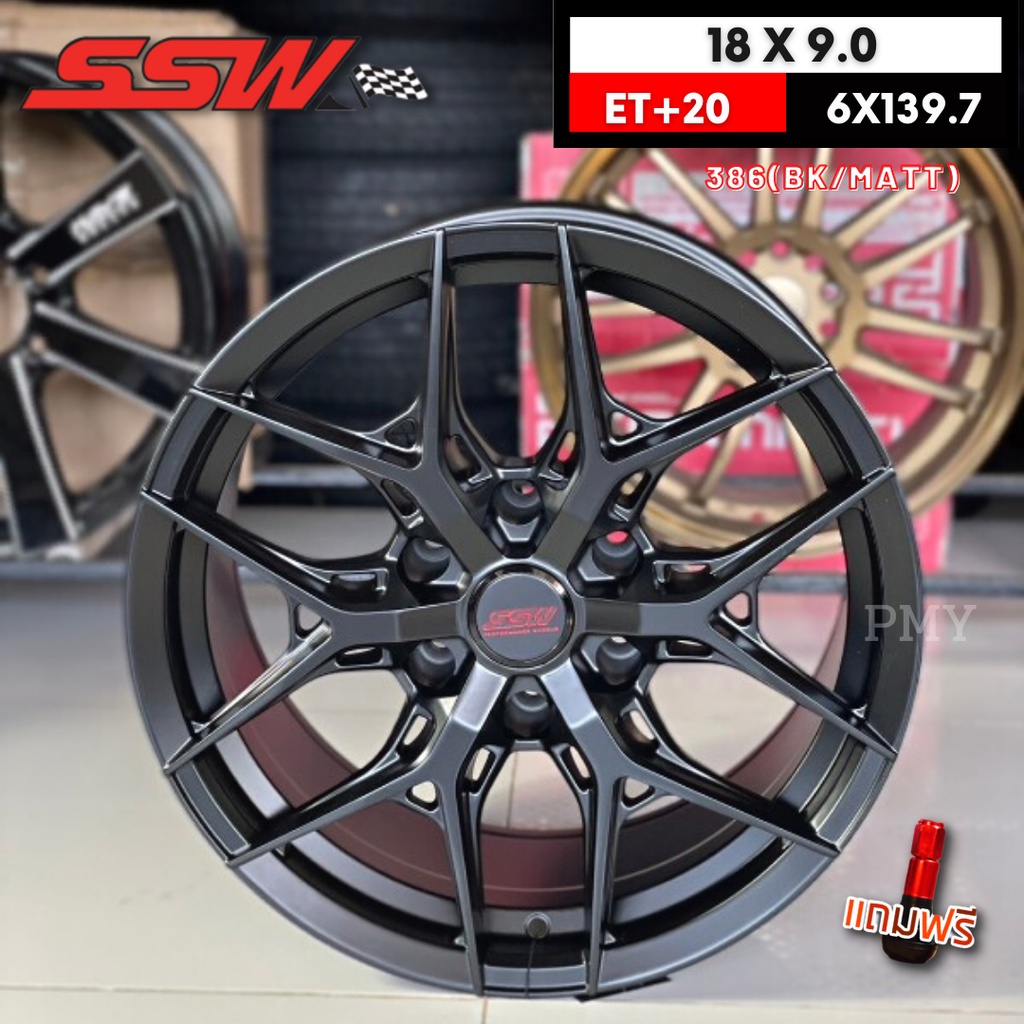 แม็กขอบ 18x9.0 ET+20 6รูx139.7 🛻🚗ยี่ห้อ SSW รุ่น 386 (BK/MATT) สีดำแมต🔥 ...