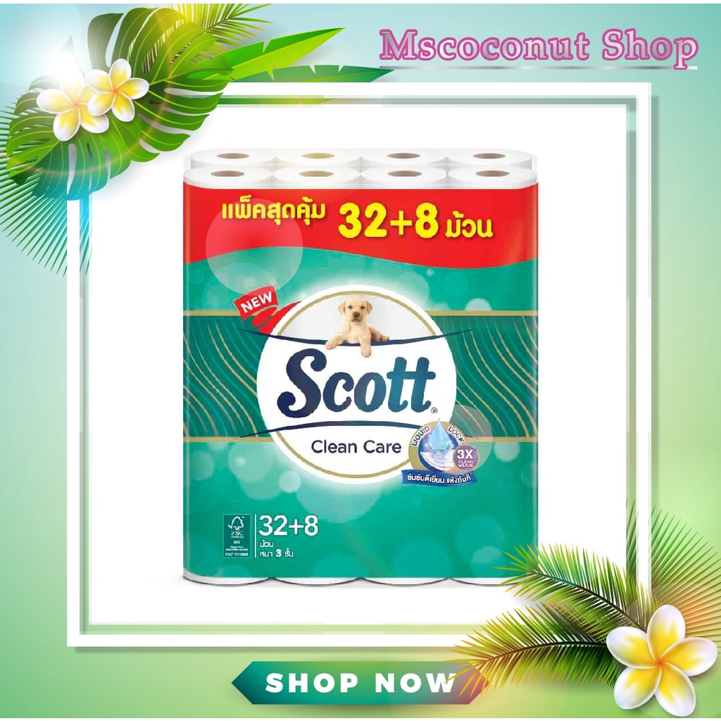 Scott Clean Care Bath Tissue 32+8 Rolls , สก๊อตต์ คลีน แคร์ กระดาษชำระ ...