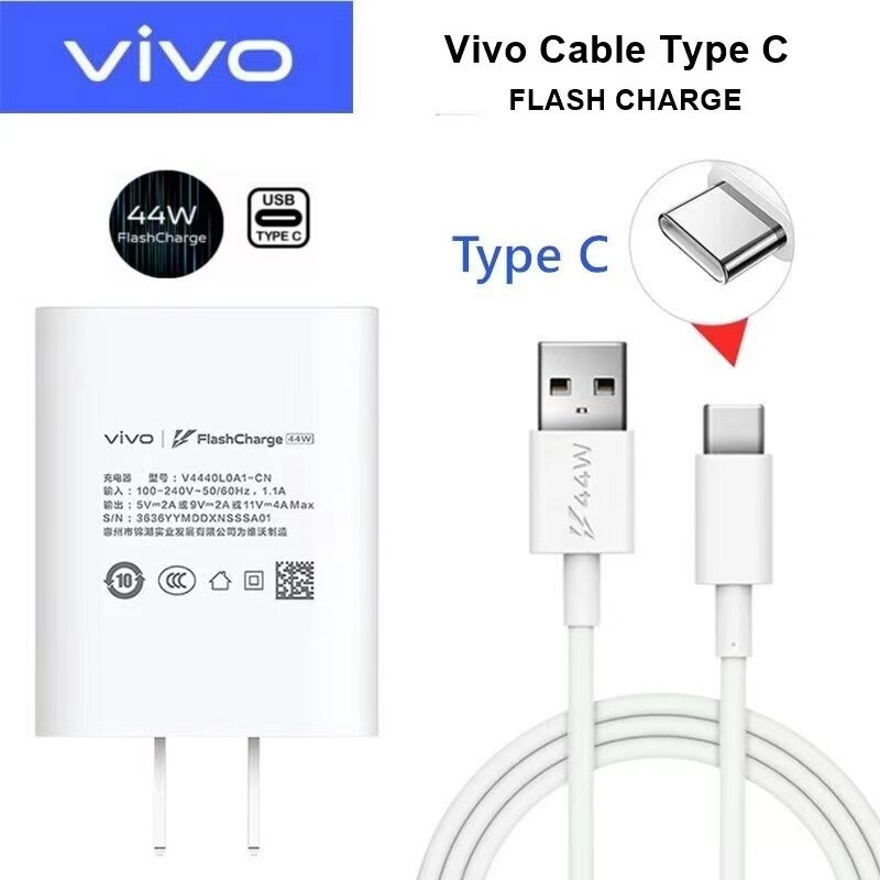ชุดชาร์จ vivo 44W Flash Charge Charger Type-C หัวชาร์จ สายชาร์จ ชาร์จ ...
