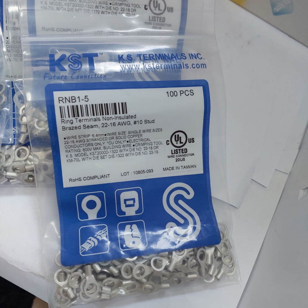 หางปลากลมเปลือย RING TERMINAL NON-INSULATE "KST" *** (ราคาต่อแพ็คค่ะ ...