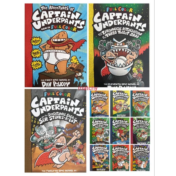 ใหม่ พิมพ์สี ปกอ่อน New Full Color Captain Underpants Dav Pilkey ...
