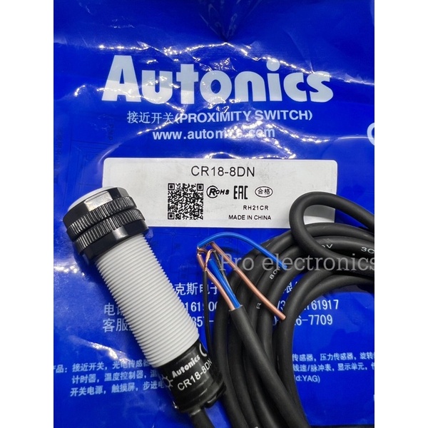 เซ็นเซอร์ CR18-8DN Autonics Capacitive Proximity sensor Size M18 3สาย ชนิดNPN-NO ไฟเลี้ยง12 ...
