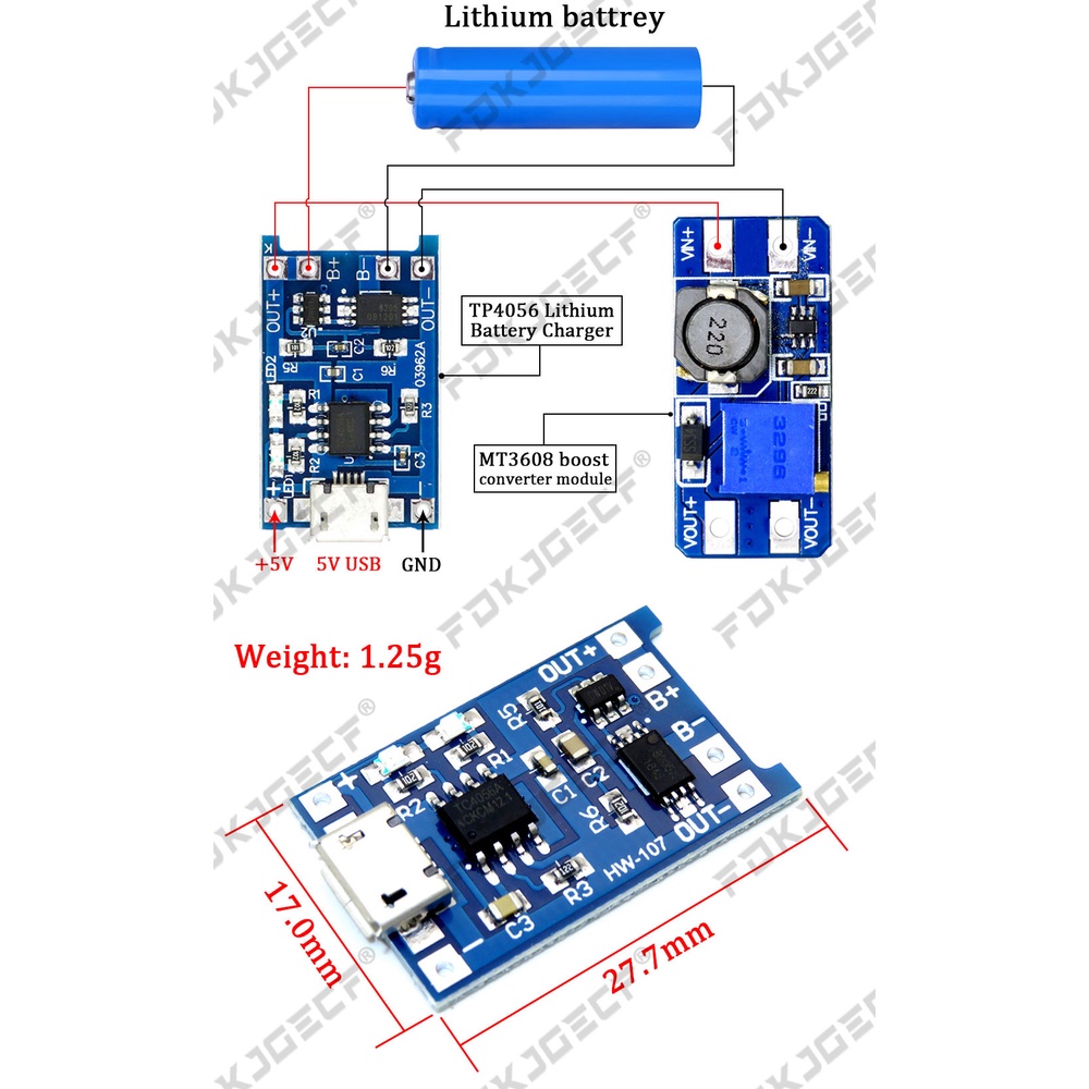 Mt3608 โมดูลพาวเวอร์ซัพพลาย แปลงสเต็ปอัพ DC-DC เอาท์พุต MAX 28V 2A ...