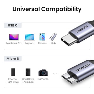 Ugreen USB C to Micro B 3.0 สายเคเบิ้ล 5Gbps 3A Fast Sync Cord สําหรับ ...