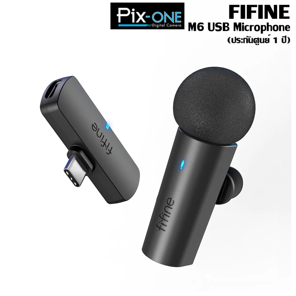 FIFINE M6 ไมค์โครโฟนไร้สายสำหรับมือถือ USB-C รับประกันศูนย์ 1 ปี ...