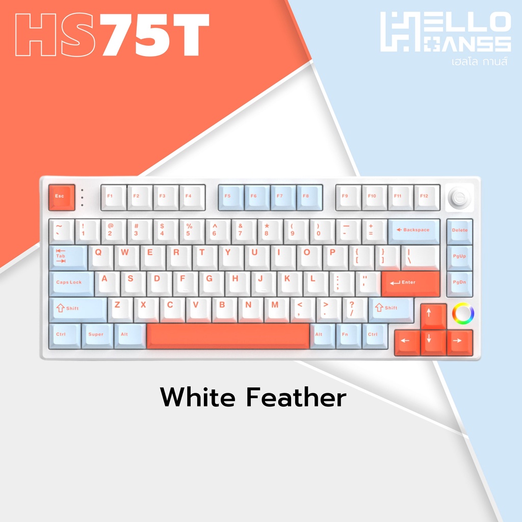 HELLO GANSS HS75T RGB Wireless Mechanical Keyboard (คีย์บอร์ดไร้สายภาษาไทย) | Shopee Thailand