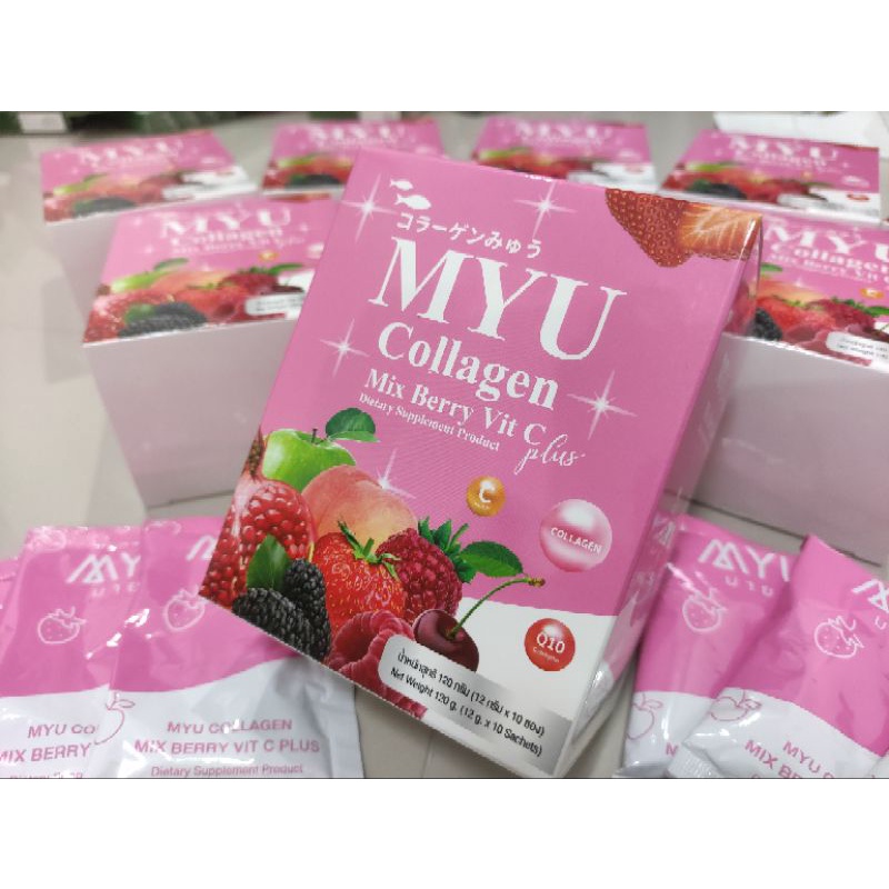 ส่งฟรี ไม่ต้องกดโค้ต COLLAGEN MYU Plus Vit C มายยู 1กล่อง/10ซอง 120กรัม ...