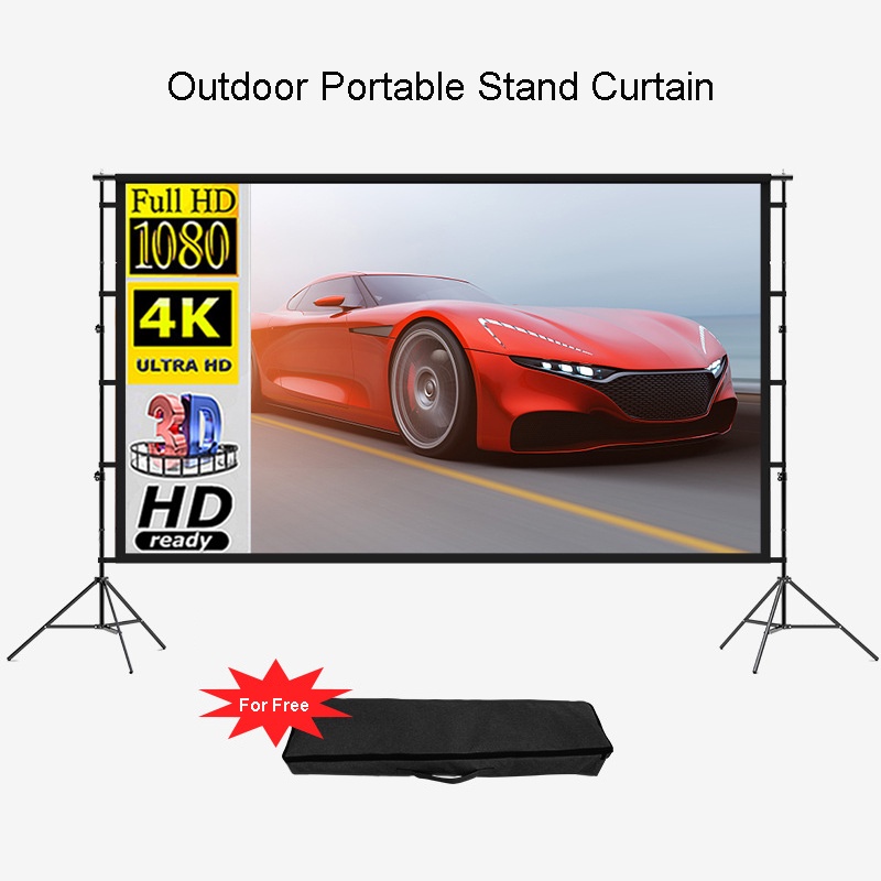 Projector Screen with Stand 100/120in Portable Projection Screen 16:9 ...