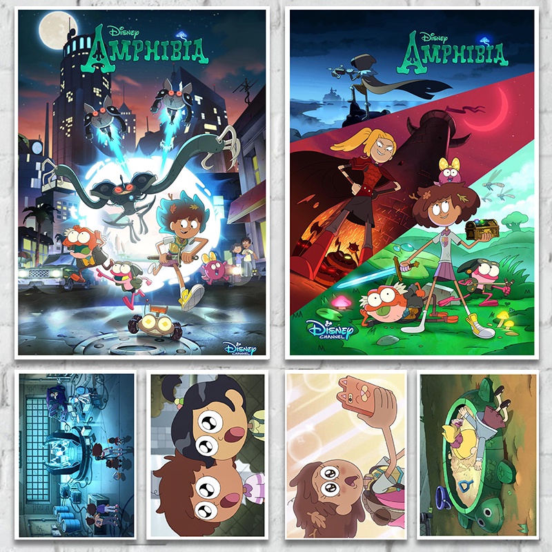 โปสเตอร์กระดาษคราฟท์ ลายอนิเมะ Amphibia สไตล์เรโทร สําหรับตกแต่งผนัง ...