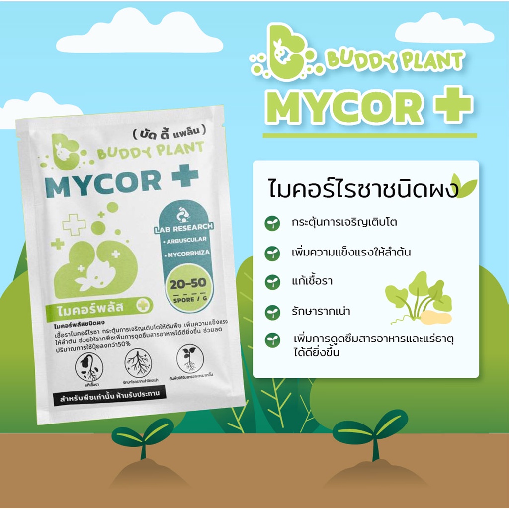 ไมคอร์พลัส MYCOR+ ไมคอร์ไรซ่าชนิดผง รักษารากเน่า โคนเน่า ลำต้นแข็งแรง ...