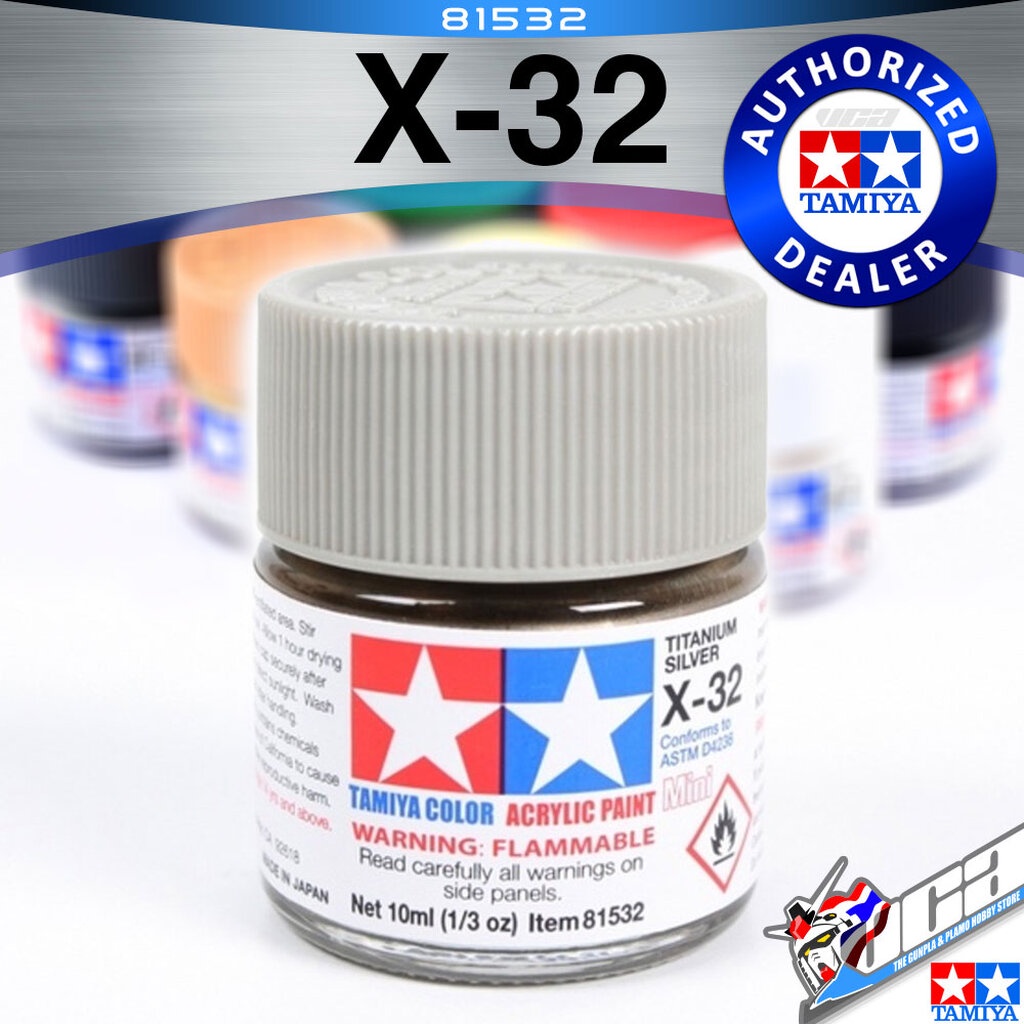 TAMIYA 81532 X-32 X32 TITANIUM SILVER ไททาเนียมสีเงิน ACRYLIC PAINT ...