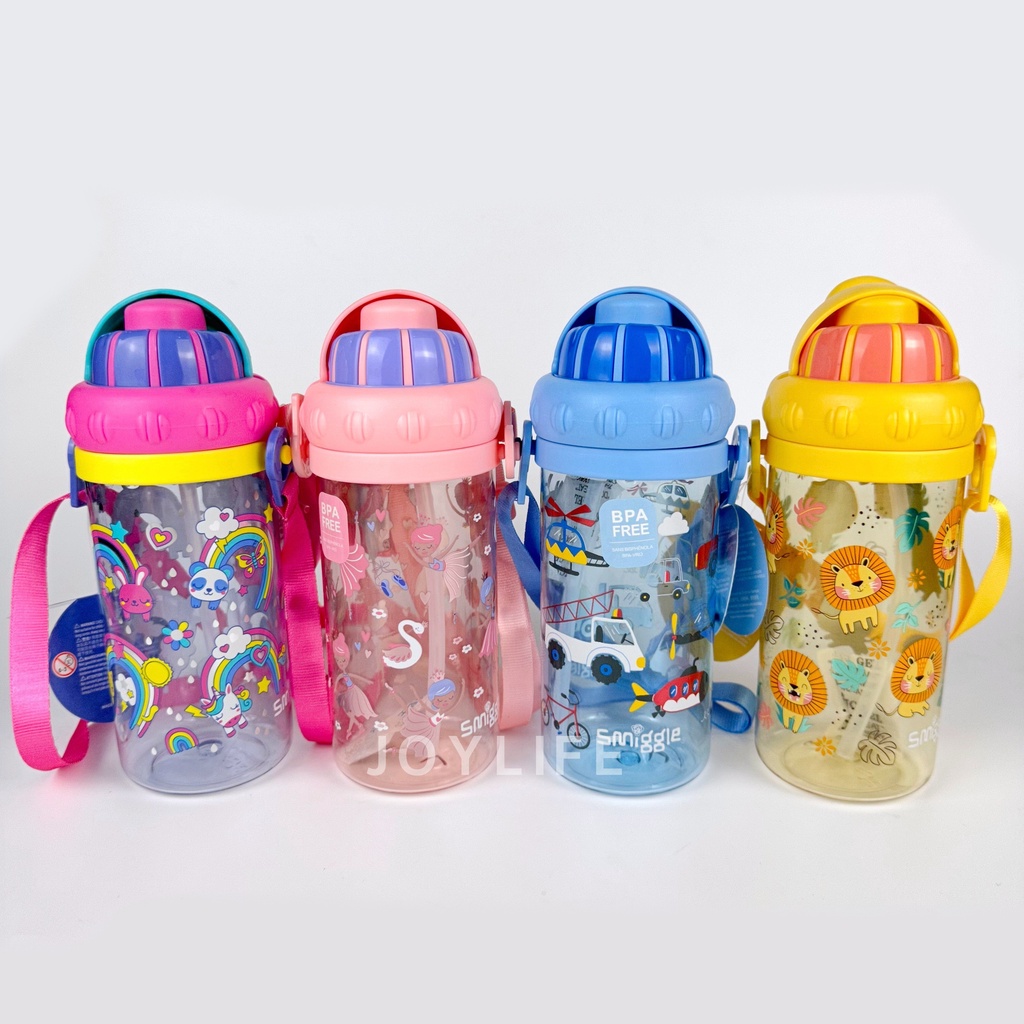 กระติกน้ำเด็กหลอดเด้ง 430ml. มีสายสะพาย ขวดน้ำลายการ์ตูน ไปโรงเรียน BPA Free Water Bottle ...
