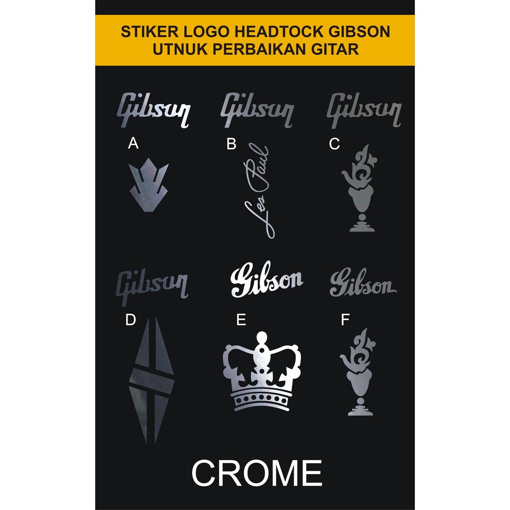 ขายสติ๊กเกอร์ยี่ห้อ Guitar Head LOGO GIBSON LESPAUL SG MONARCH CUSTOM ...