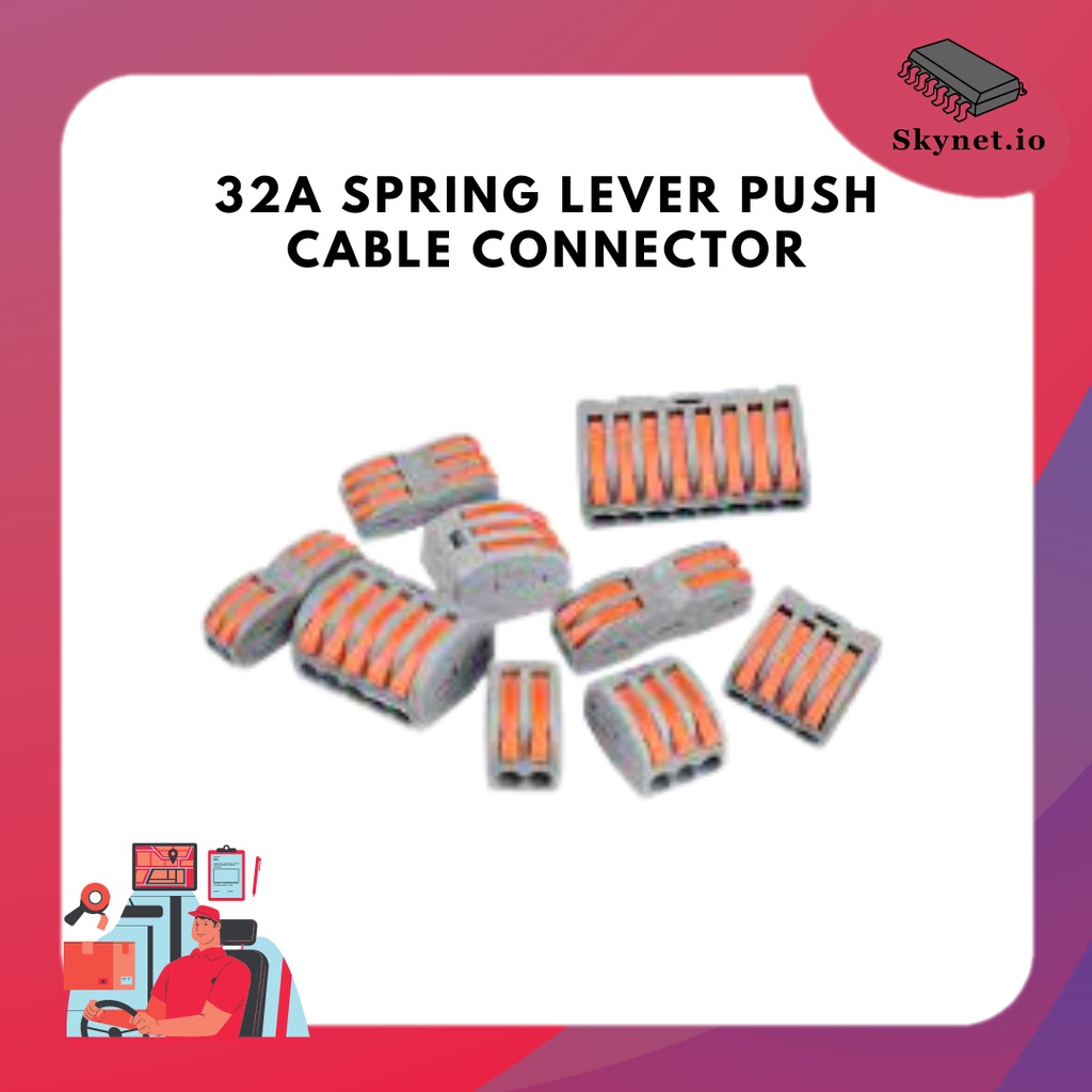 32A Spring Lever Push Cable Connector Terminal Block from 2 3 5 Way ...