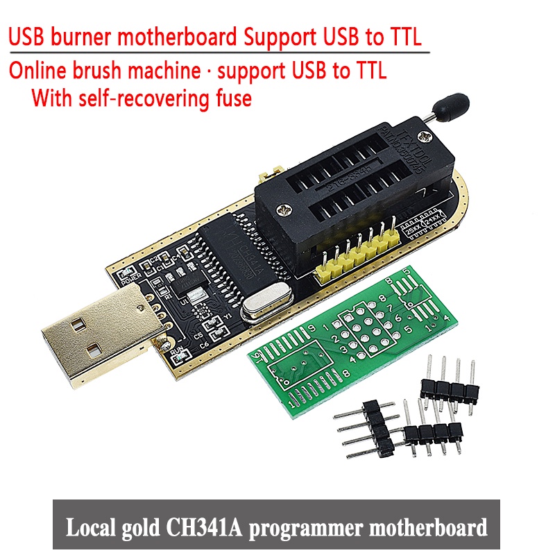 โมดูลโปรแกรมเมอร์ CH341A 24 25 Series EEPROM Flash BIOS CH341 USB และคลิปทดสอบ SOIC8 SOP8 ...