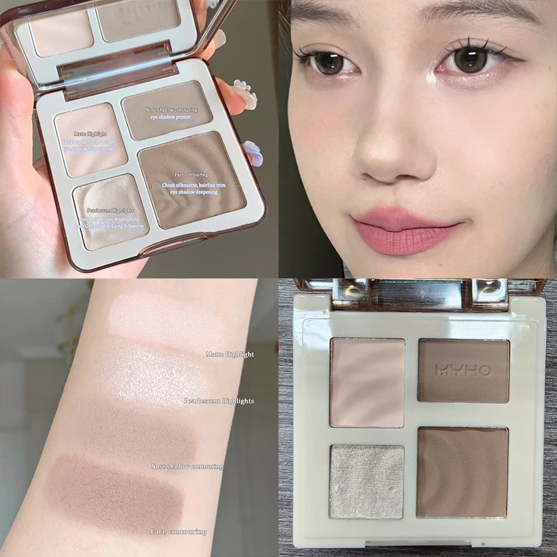 Myho พาเลตต์คอนทัวร์ ไฮไลท์หน้า บลัชออน เนื้อแมตต์ สามมิติ สี่สี ...
