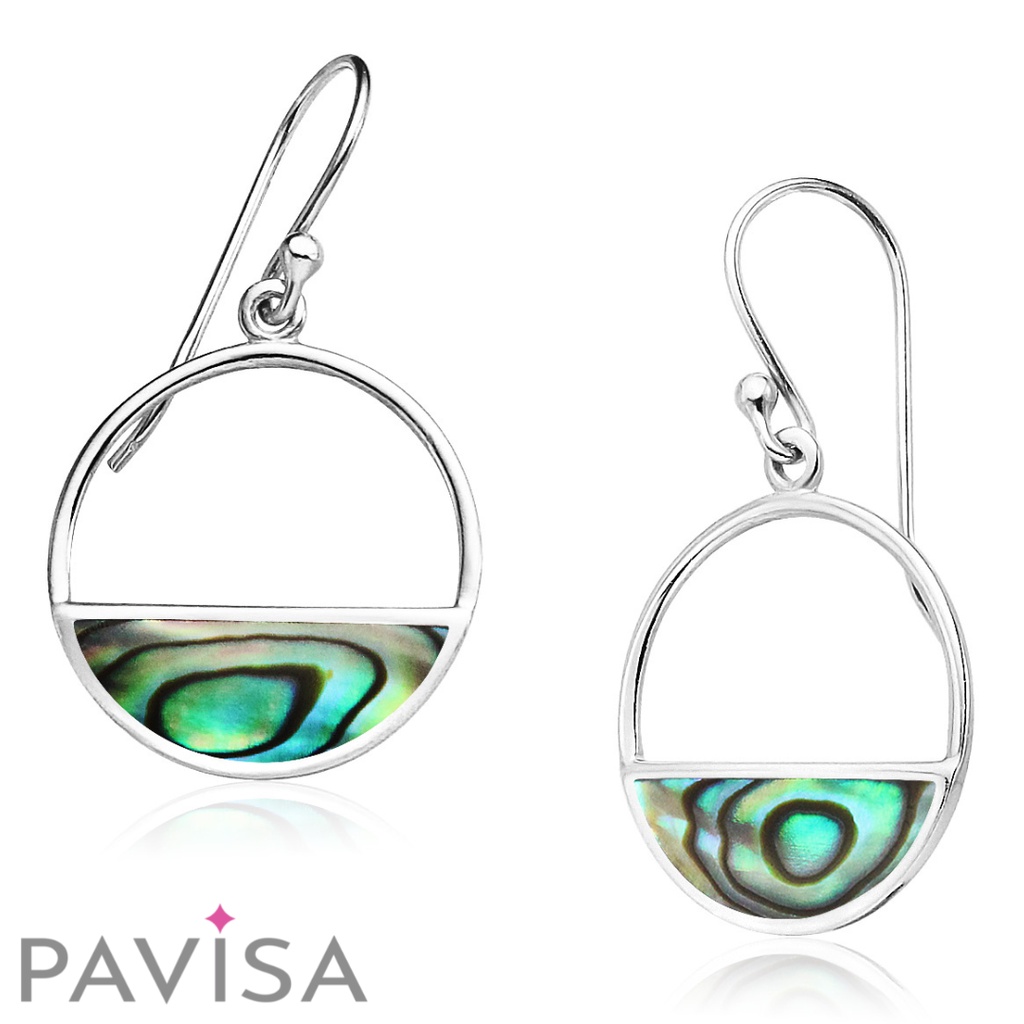 PAVISA ต่างหูเงินแท้ 92.5 เปลือกหอยเป๋าฮื้อ Abalone Shell ต่างหูห้อย ...