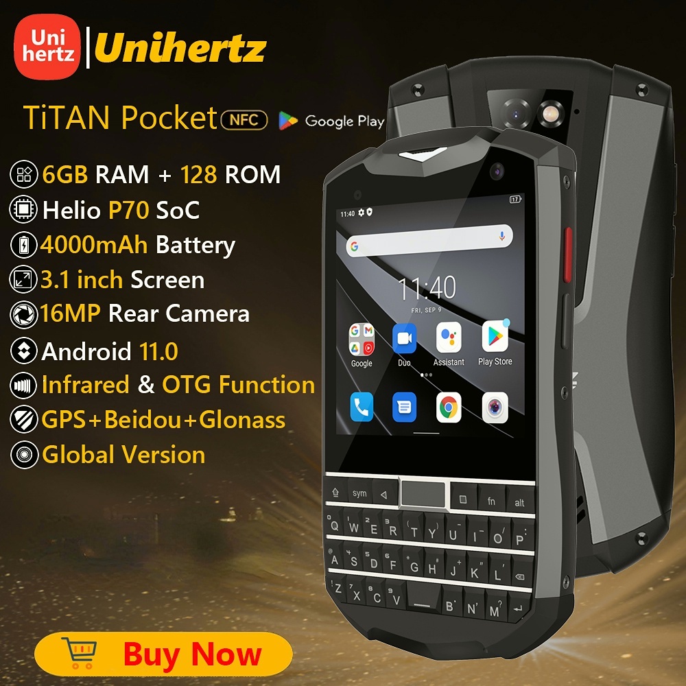 Unihertz Titan Pocket QWERTY Keyboard Small Smartphone 4G Android 11 6GB 128GB Octa Core Dual ...