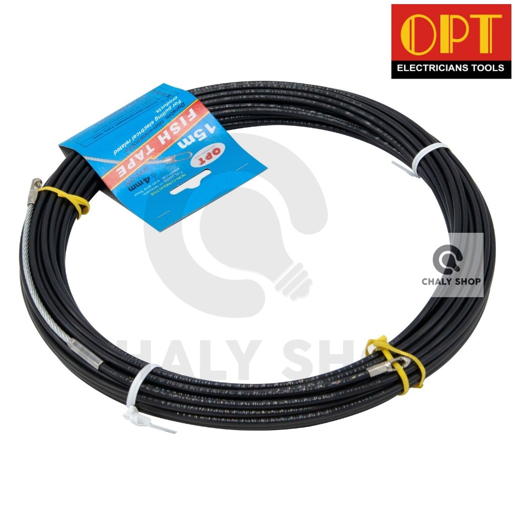"OPT" N0415 ฟิชเทปไนล่อน (FISH TAPE) ลวดนำสายไฟ ความยาว 15 เมตร ...