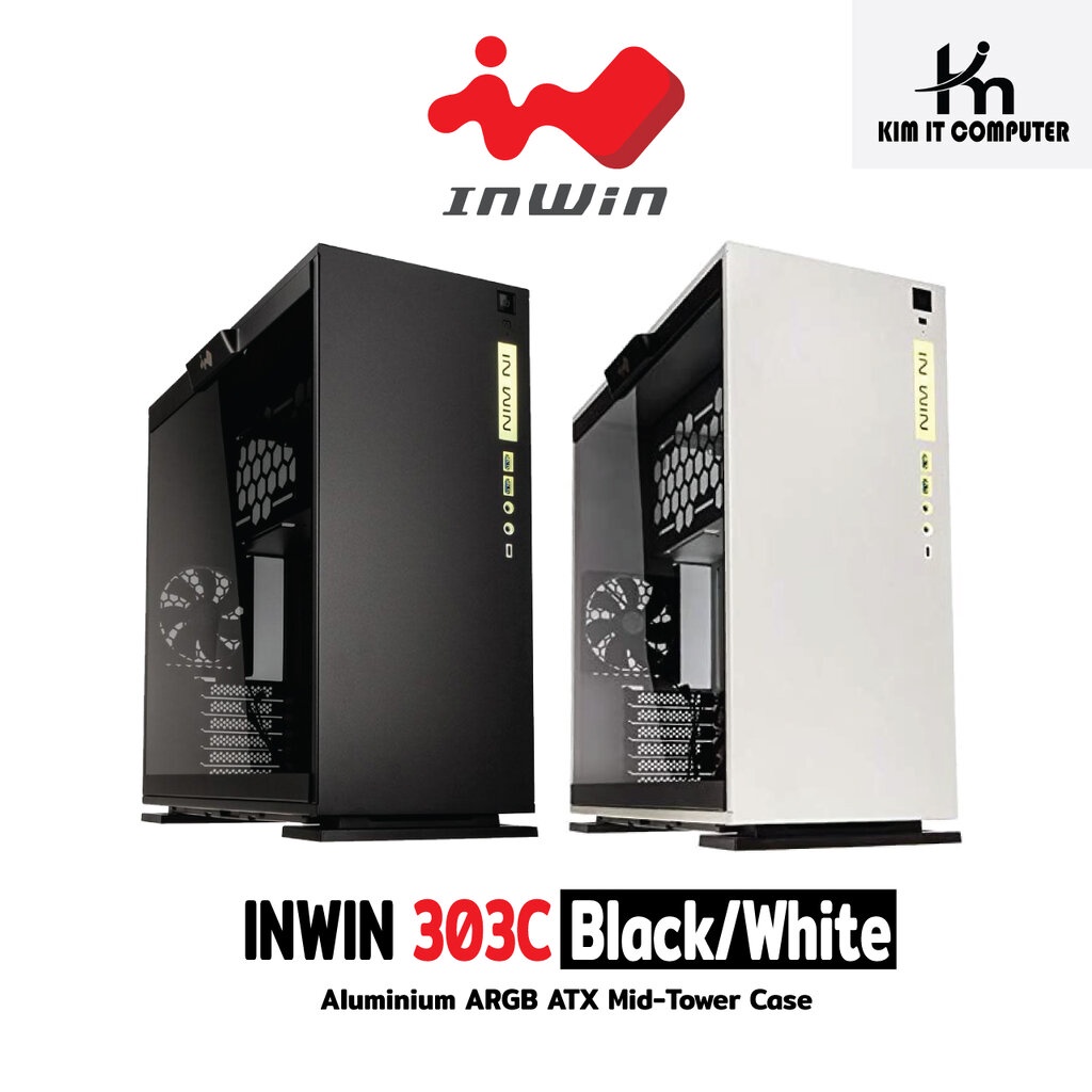 InWin 303C Type-C (Black,White) Tempered Glass ATX Mid-Tower Case ...