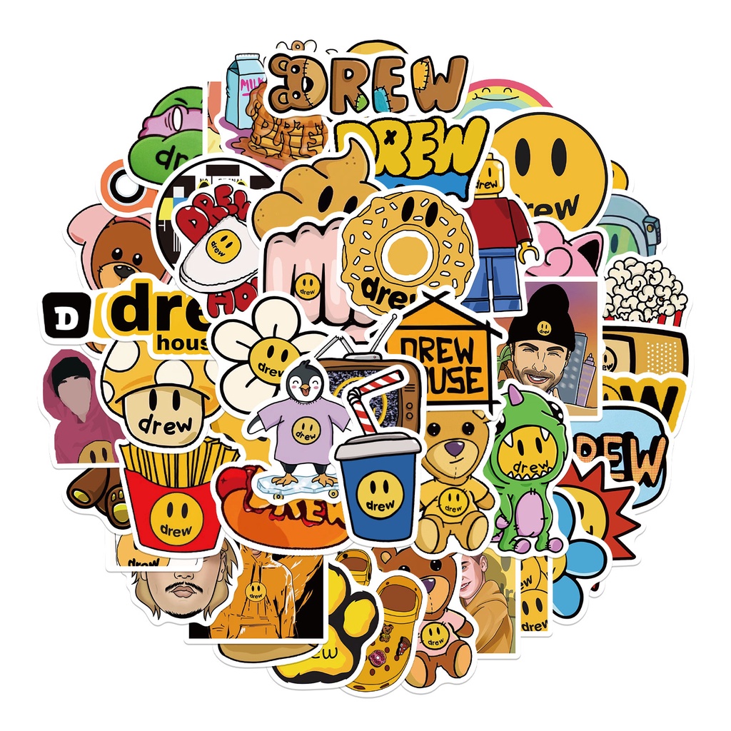 Drew House สติกเกอร์ Justin Bieber แบรนด์แฟชั่น กันน้ำ สำหรับตกแต่ง 50 ...