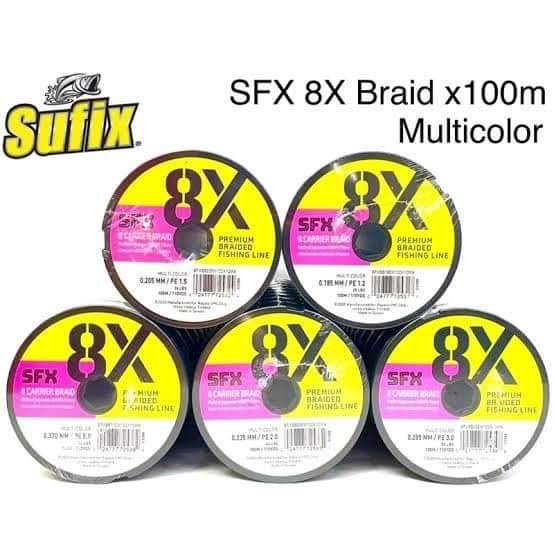 สายพีอี Sufix (SFX-8X) สีมัลติคัลเลอร์ม้วนละ100m.ต่อเนื่อง | Shopee Thailand