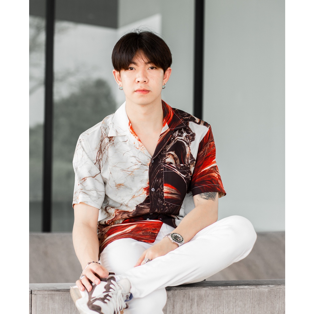 เสื้อเชิ้ตฮาวายแขนสั้นลายหินอ่อน(แวมไพร์): Hawaii Vampire Marble Shirt ...