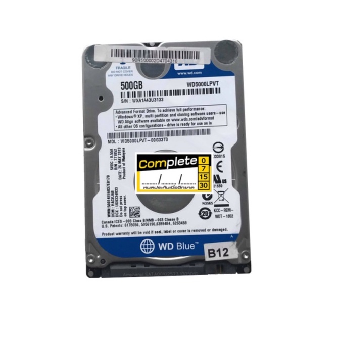 HDD/ยี่ห้อWD/Blue/Slim(สำหรับโน๊ตบุ๊ค)500GB/5400RPM/SATA3/ | Shopee ...