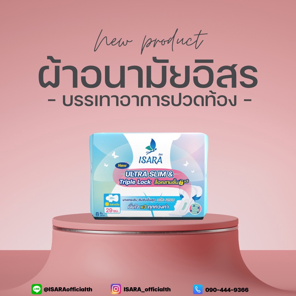 ผ้าอนามัย ลดปวดท้องประจำเดือน ผ้าอนามัยอิสร ISARA Sanitary Pads บรรเทาอาการปวดท้องเมนส์ | Shopee ...