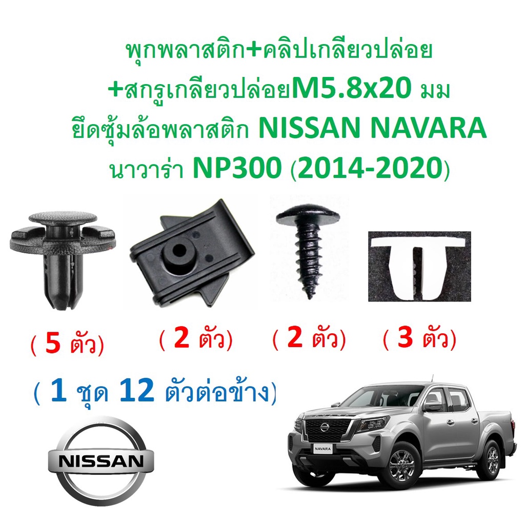 SKU-A578 (1ชุด12ตัวต่อข้าง)พุกพลาสติก+คลิป+สกรูเกลียวปล่อยM5.8x20มม ยึด ...
