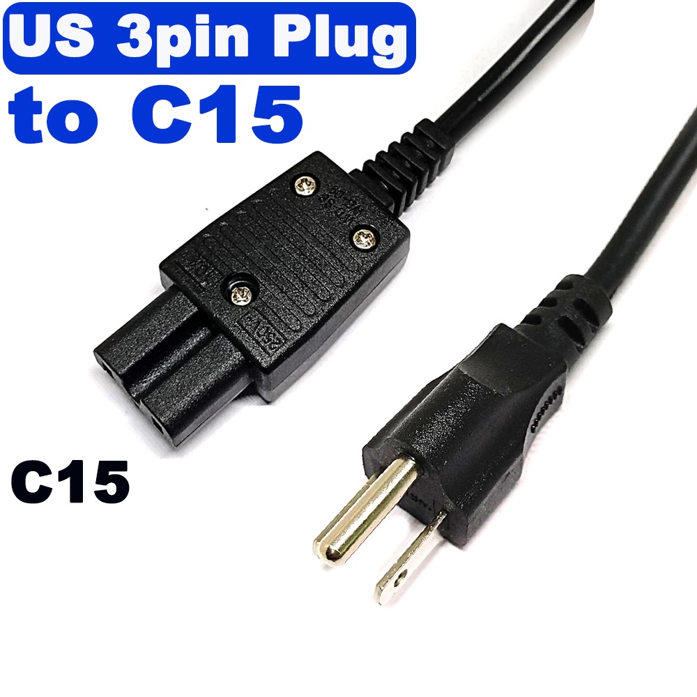 USA 3 Prong to C15 Power Cord, US 3pin Plug Male to IEC320 C15 Female ...