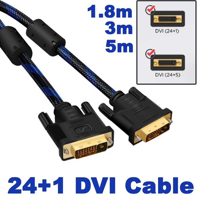 สาย DVI Cable DVI-D 24+1Male to Male Digital Video Cable Gold Plated ...