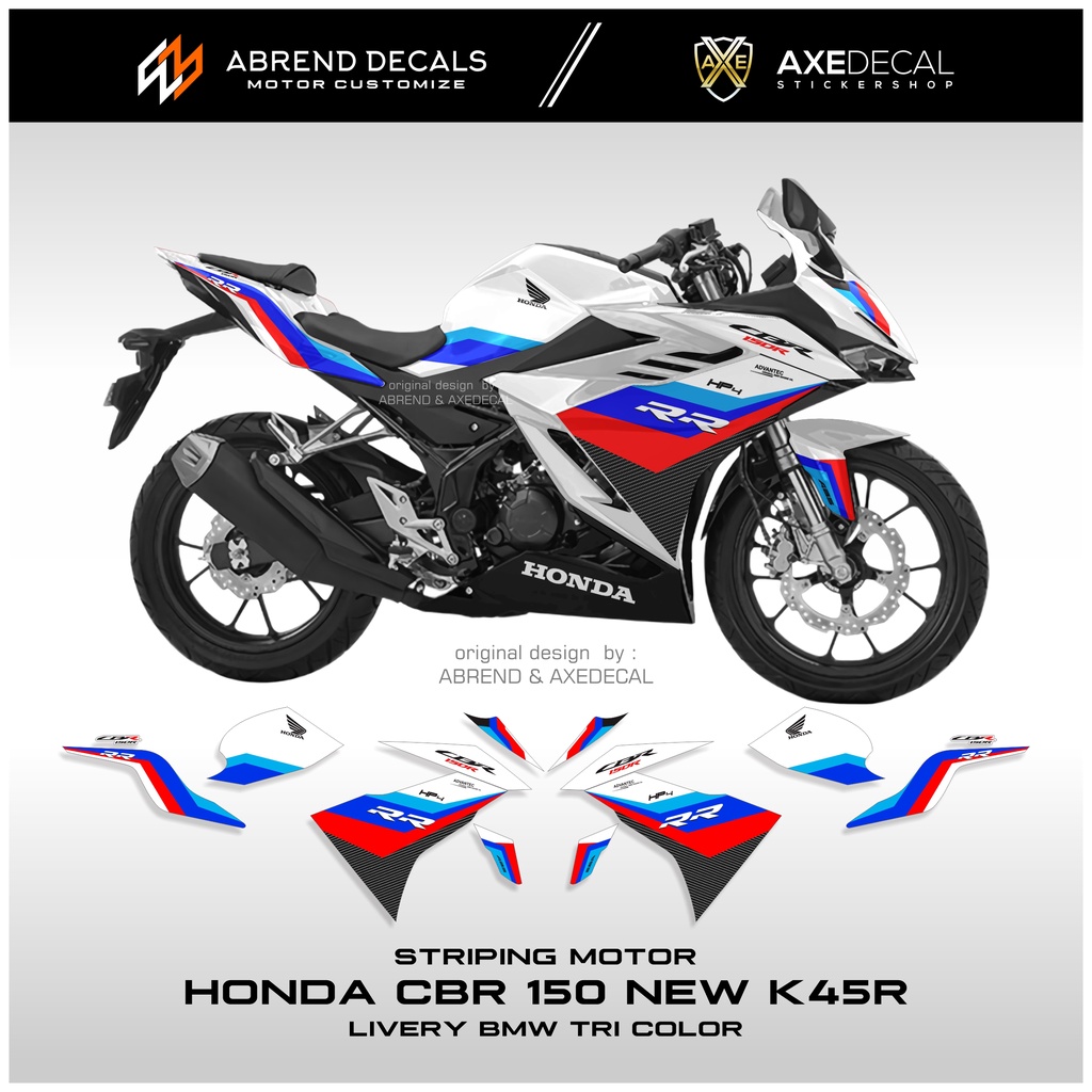 สติกเกอร์ติดตกแต่งรถจักรยานยนต์ CBR 150R NEW 2021 LIVERY BMW TRI COLOR ...