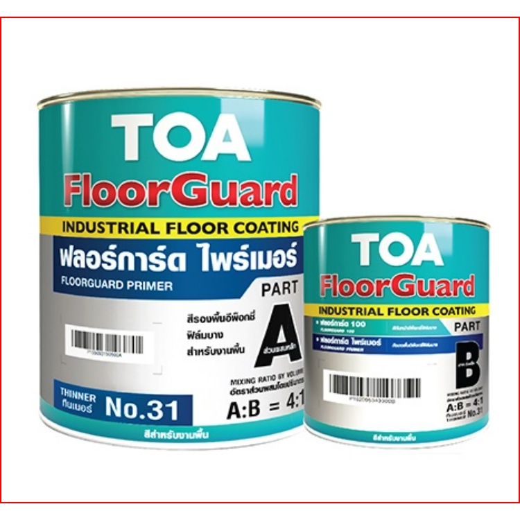 สีอีพ็อกซี่ สีทาพื้น A+B สีทาโรงงาน สีอุตสาหกรรม ทาพื้นโรงงาน 3.785 ลิตร TOA Floor guard 100 ฟล ...