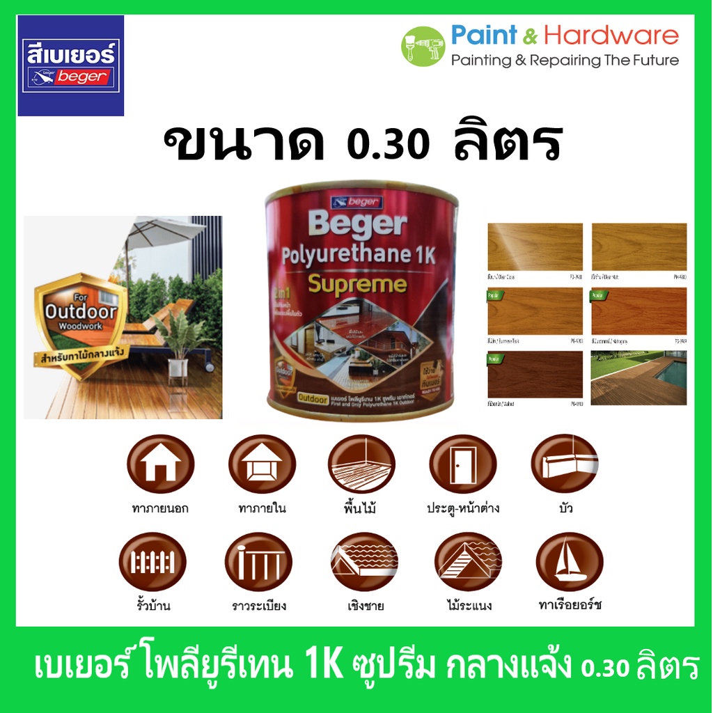 Beger เบเยอร์ โพลียูรีเทน 1K ซูพรีม เอาท์ดอร์ กลางแจ้ง Polyurethane 1K ...