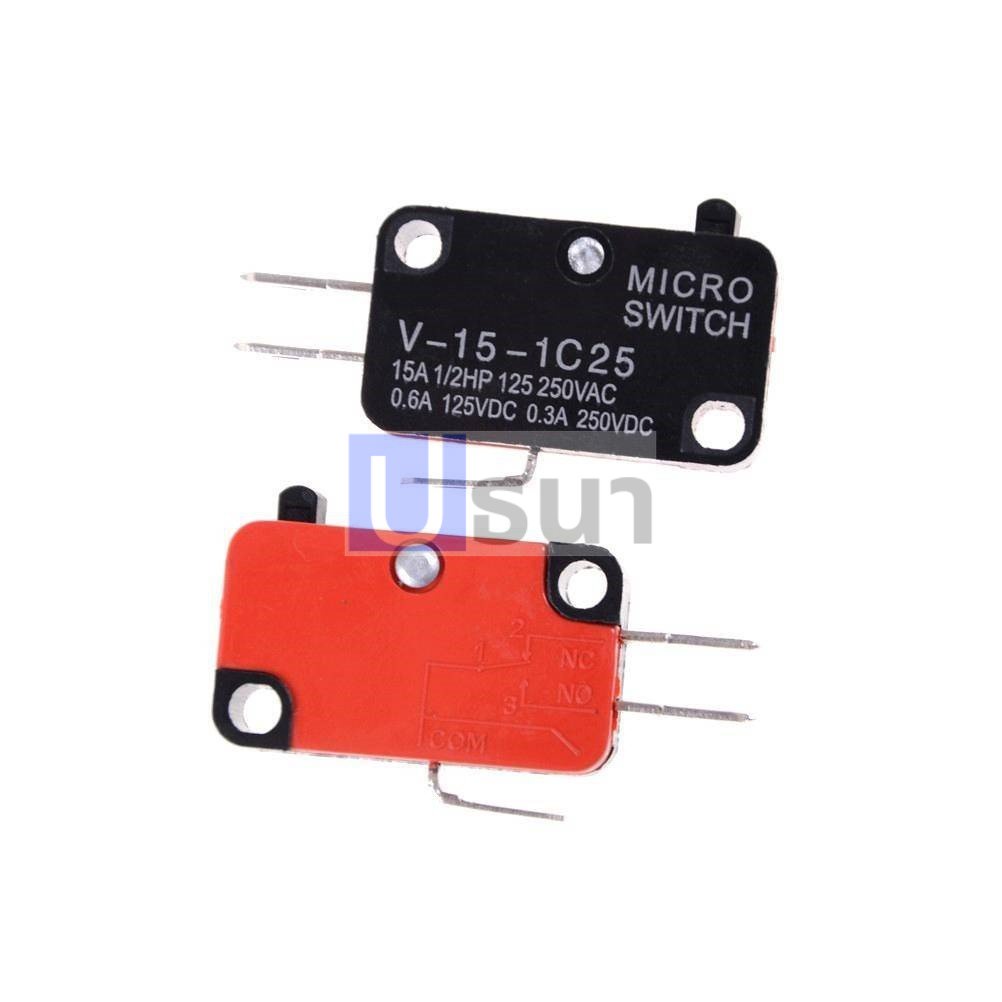 ไมโครสวิทช์ สวิทช์ ลิมิตสวิทช์ Micro Switch Limit Switch 3 ขา 15A 250V #V-15-1C25 MS ดำ-แดง (1 ...