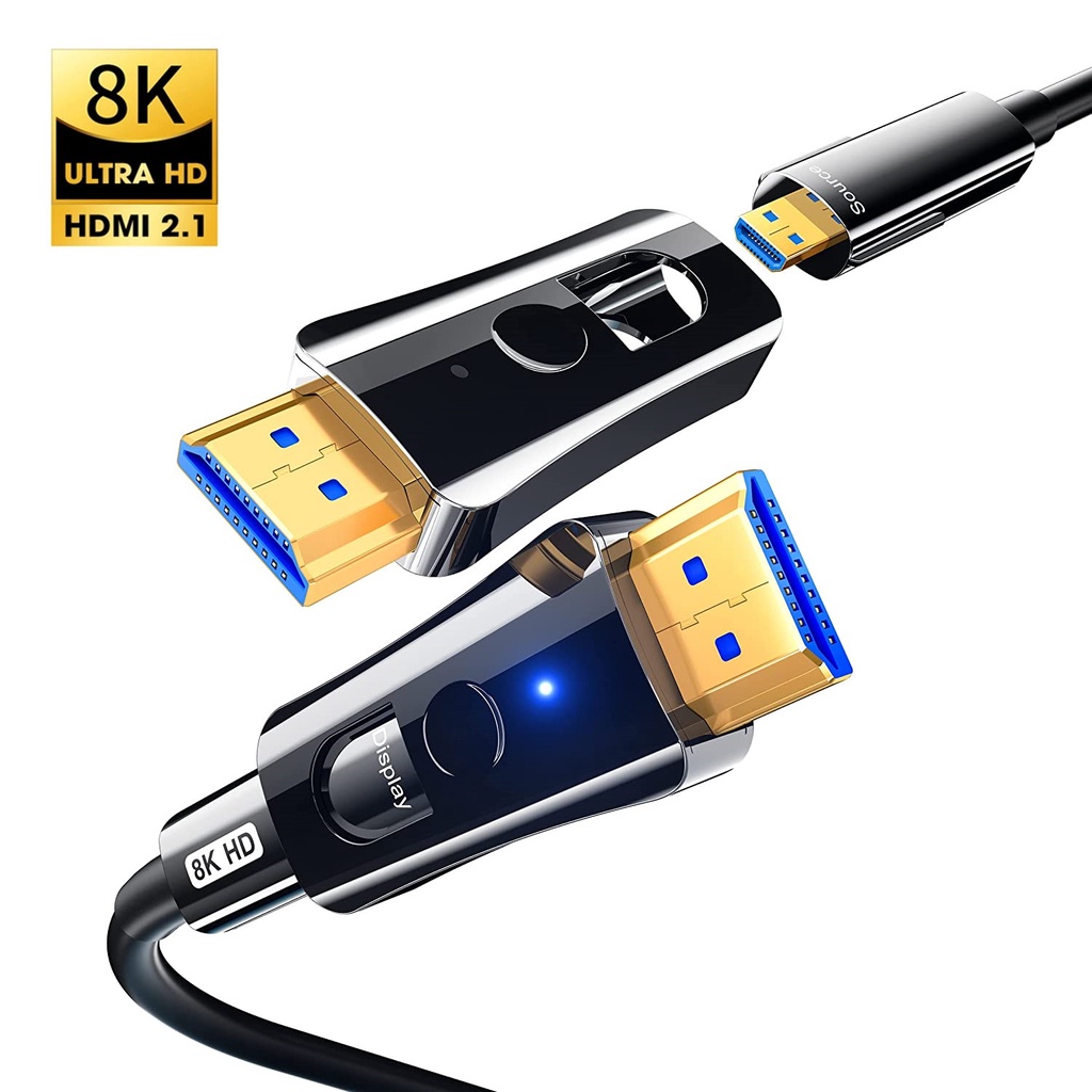 สายไฟเบอร์ออปติกที่รองรับ HDMI 100M 8K@60Hz 4K@120Hz Micro HDMI ชายกับ ...