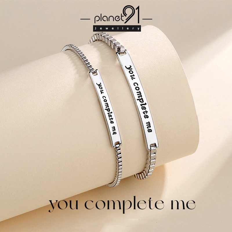 Make Me Complete ins สร้อยข้อมือ สเตนเลส เงิน S925 กันจางหาย ของขวัญคู่รัก | Shopee Thailand