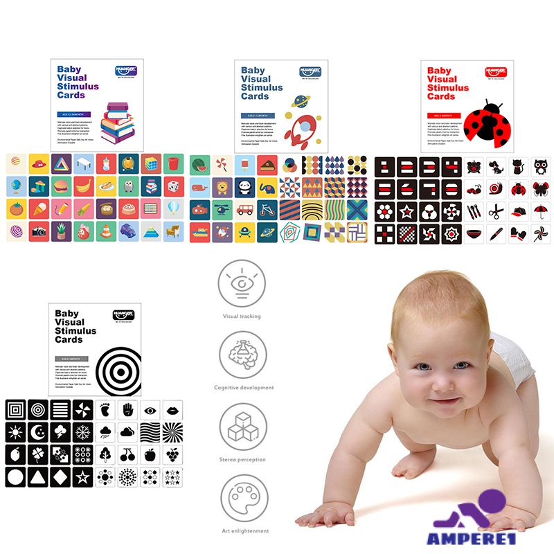 Montessori Baby Toys Black White Flash Cards High Contrast Visual ...