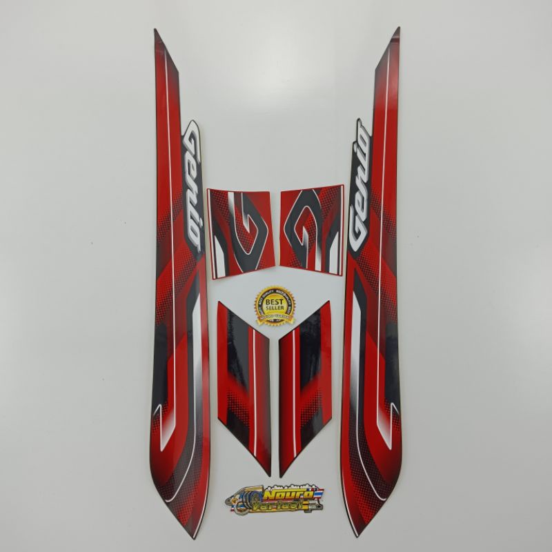 Merah HITAM 2022 honda genio striping, สติ๊กเกอร์ตัวถังรถมอเตอร์ไซค์สี ...