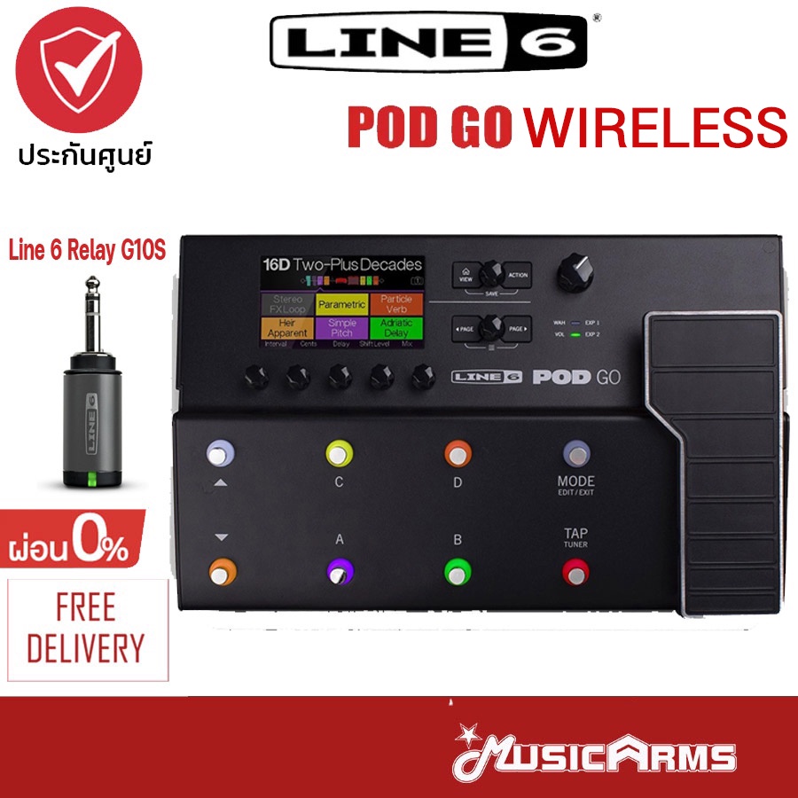 Line 6 Pod Go Wireless มัลติเอฟเฟค Multi-Effects ฟรี Line 6 Relay G10S ...