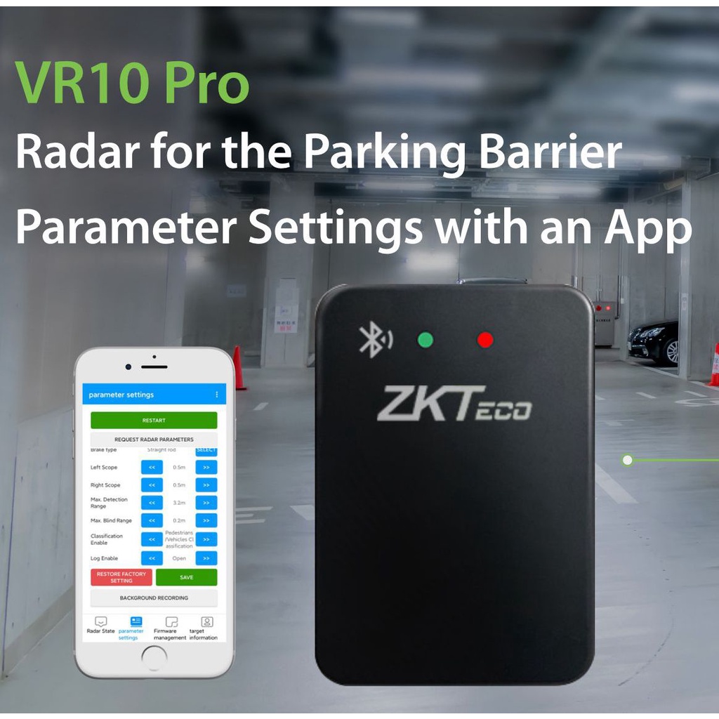 ZKTeco VR10 Pro เรดาร์เซ็นเซอร์ตรวจสอบวัตถุป้องกันไม้กั้นปิดตีรถ ใช้แทน ...