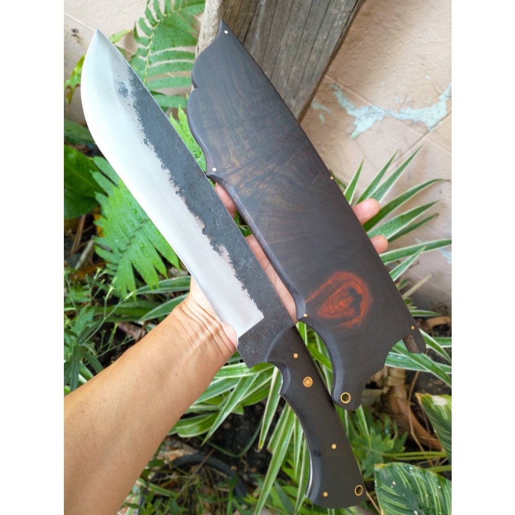 มีดแคมป์ มีดเหน็บ มีดอีเหน็บ (E-nep) มีดเดินป่า 11.3” SUP9 Fulltank ผิวไฟ ด้ามประกบ และฝักไม้ ...