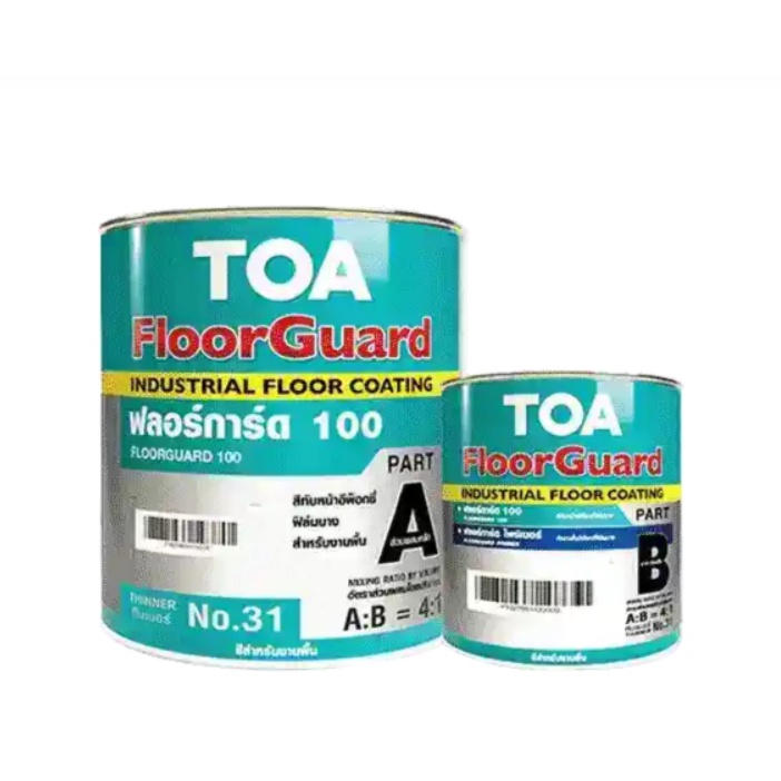 สีอีพ็อกซี่ สีทาพื้น A+B สีทาโรงงาน สีอุตสาหกรรม ทาพื้นโรงงาน 3.785 ลิตร TOA Floor guard 100 ฟล ...