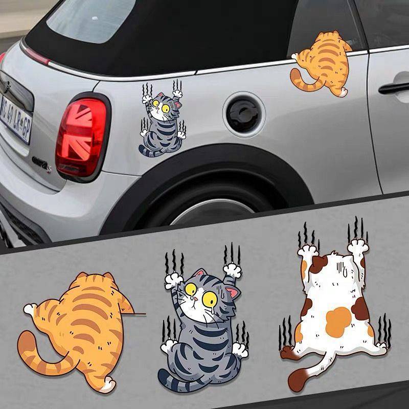 Sex Fun Funny Pet Cat Bumper Stickers Scratch White Cat Automobile ...